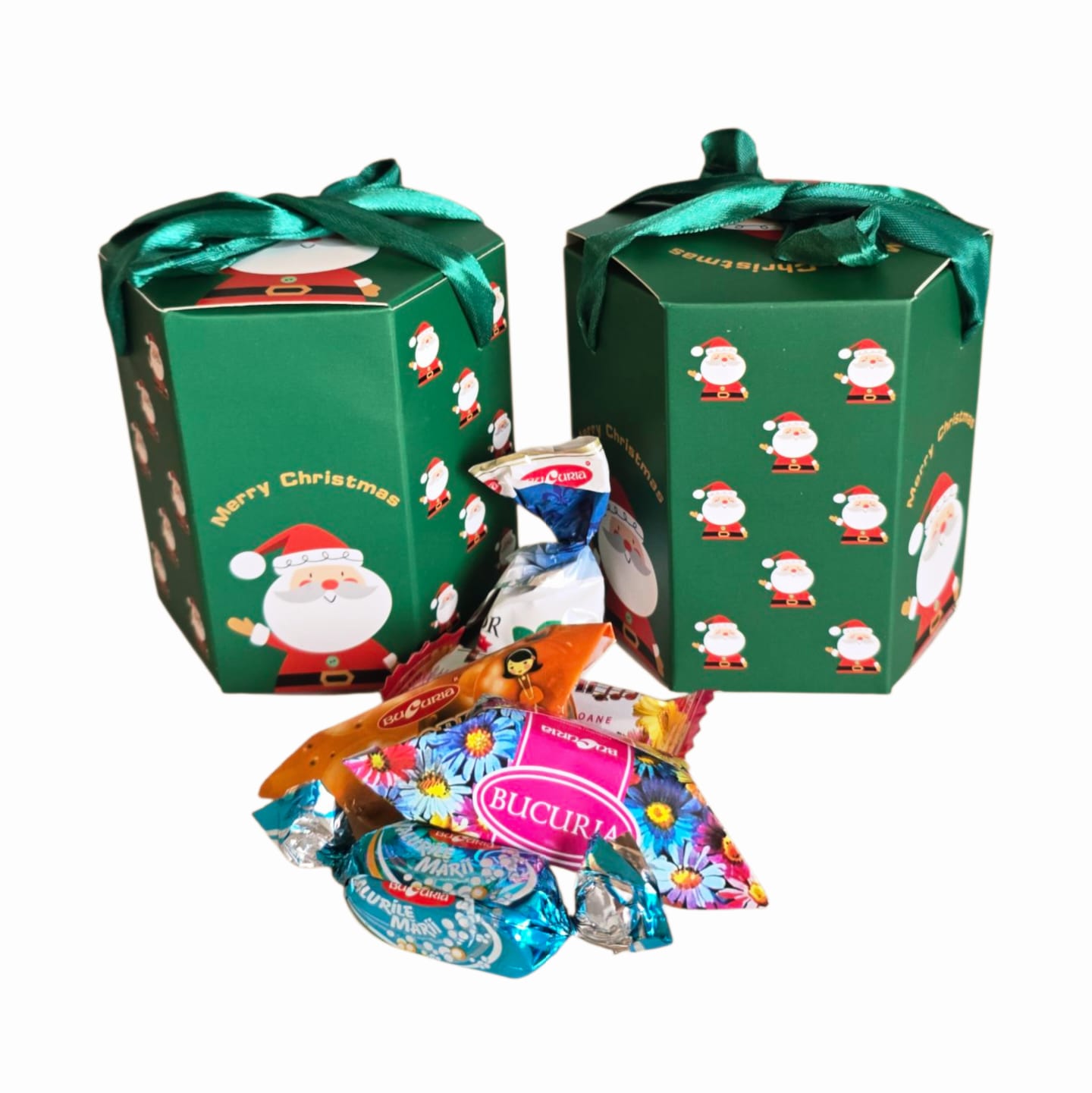 Cutie Cadou Verde de Craciun cu 200g mix Bomboane Bucuria – Cadou Dulce ...