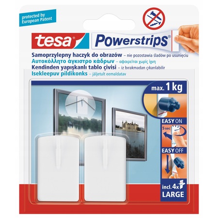 Carlige adezive pentru rame foto Tesa, alb, 27x44x8mm, 1kg - eMAG.ro