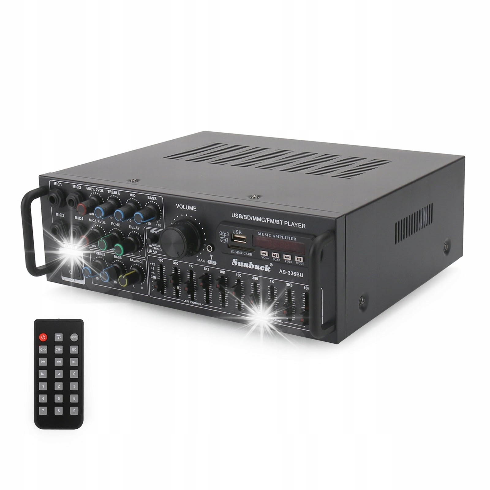 Audio erősítő 2000W, Bluetooth 5.0, FM, USB, távirányítóval ...