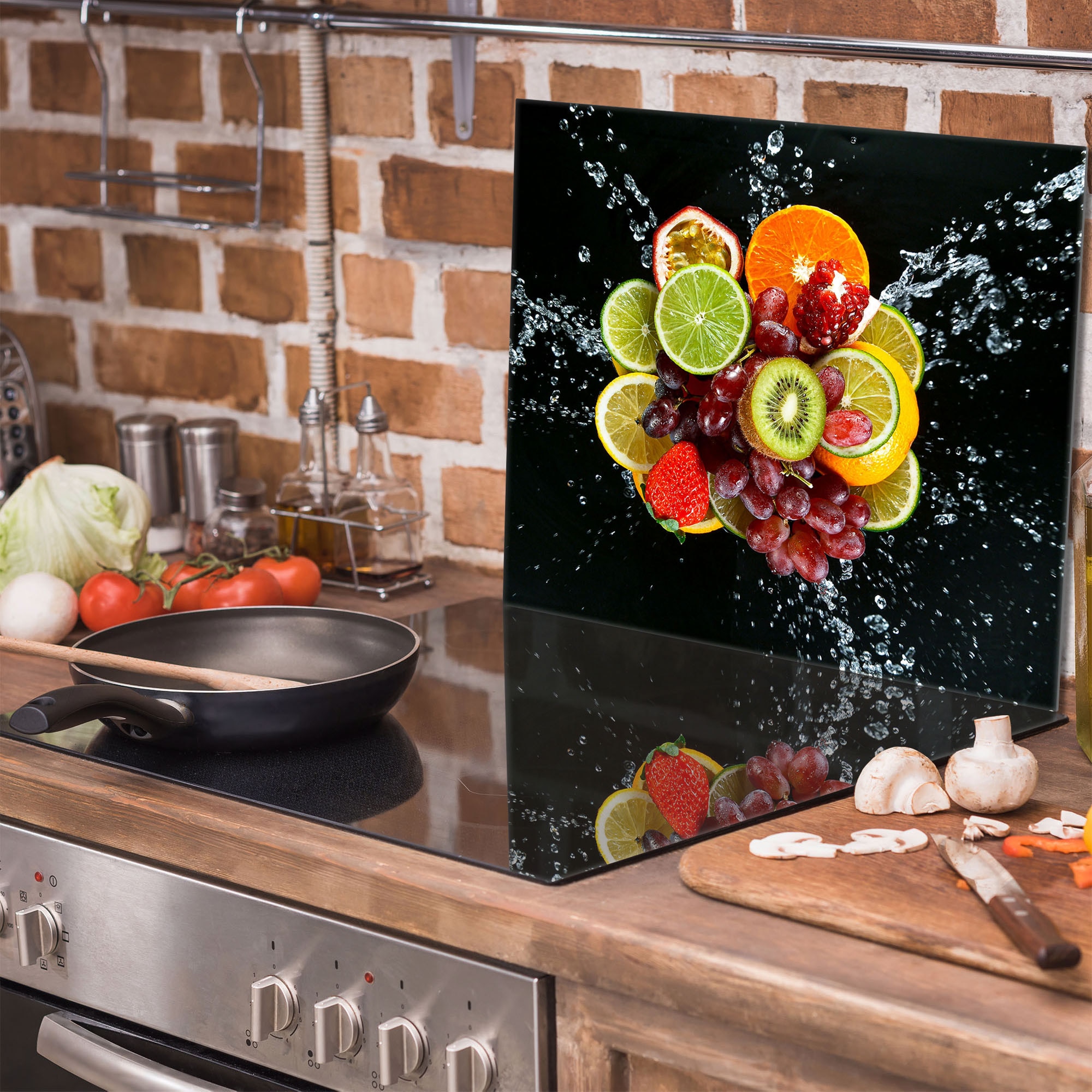 Üveg tűzhelyvédő lap 60x52 TMK ArtDeko, gyümölcs design, magas ...