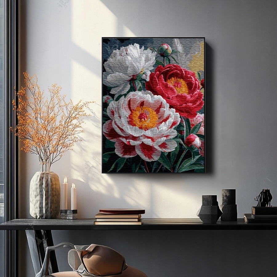 Set de Pictura pe Numere 50x40 cm - Flori Frumoase cu Rame - Kit de ...