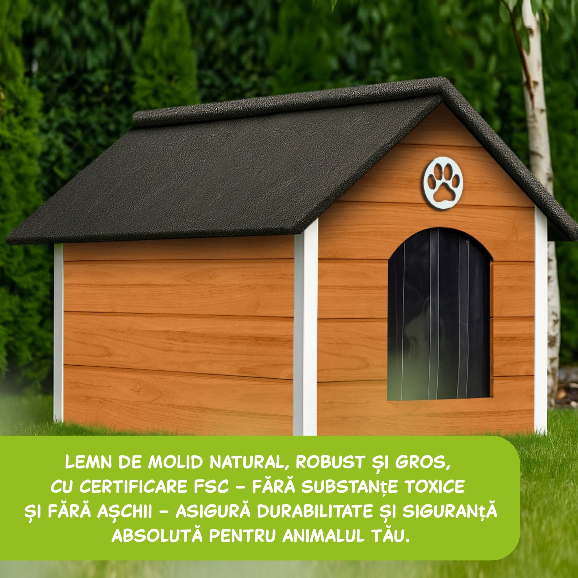 Outentin Cusca de Caine Izolata pentru Exterior – Adapost Mare din Lemn ...