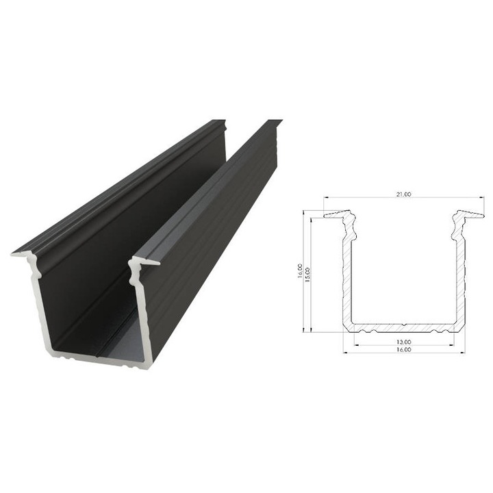 Profil decorativ, luka, AL12, 1000mm, negru lacuit - eMAG.ro