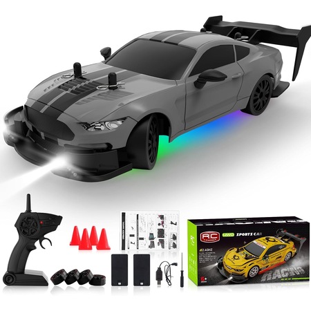 Masinuta RC 1:20 4WD, 22 km/h, lumini LED, set de roti, gri - eMAG.ro