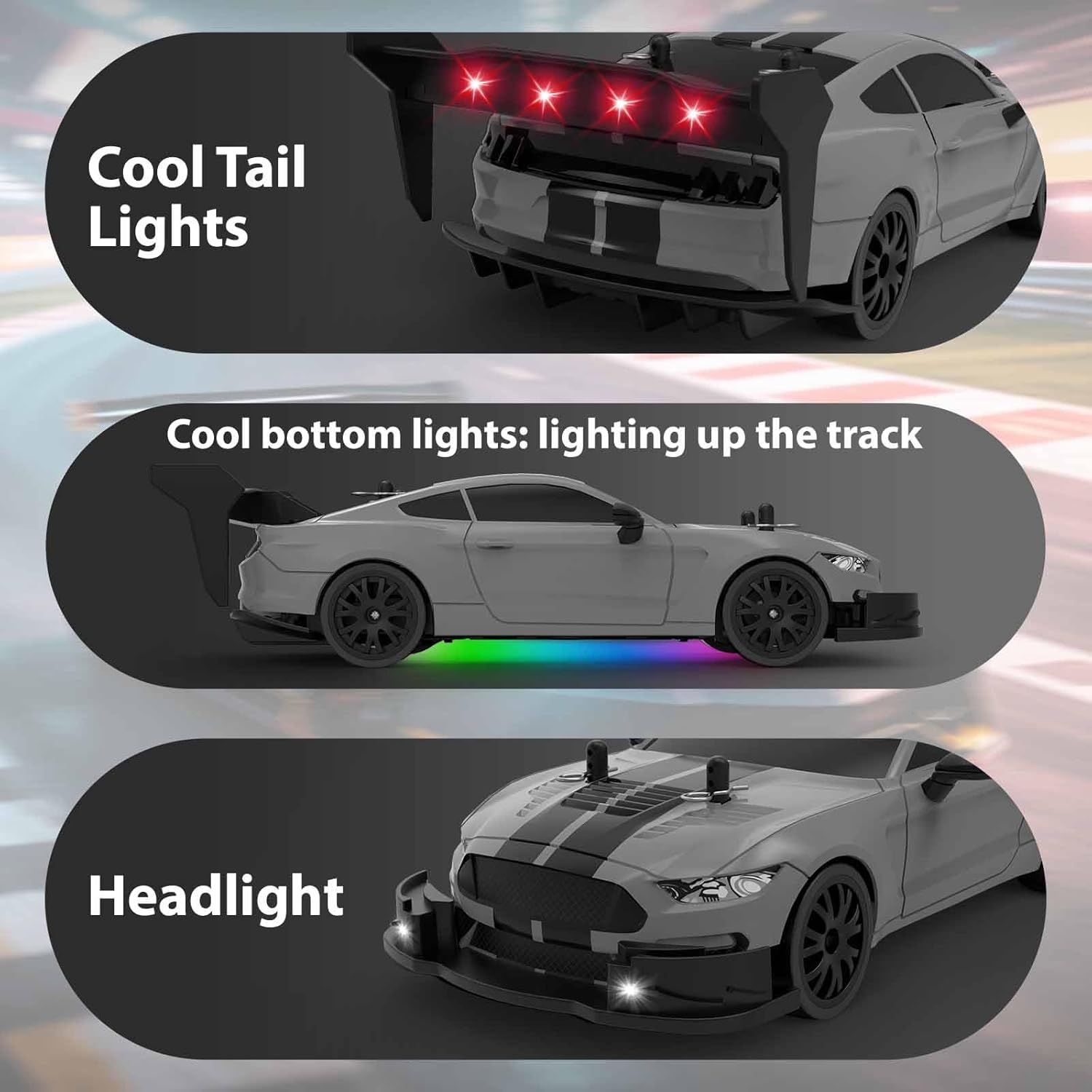 Masinuta RC 1:20 4WD, 22 km/h, lumini LED, set de roti, gri - eMAG.ro