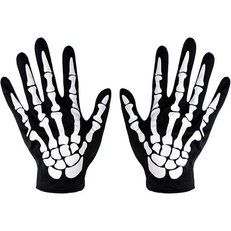 Manusi de Halloween, model schelet, unisex, negru, 5-12 ani - eMAG.ro