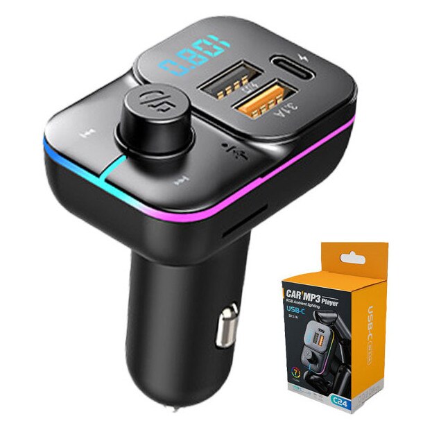 Transmitator FM Bluetooth 5.3, incarcare rapida 3.1A, negru, 5.3x3.7x8 ...