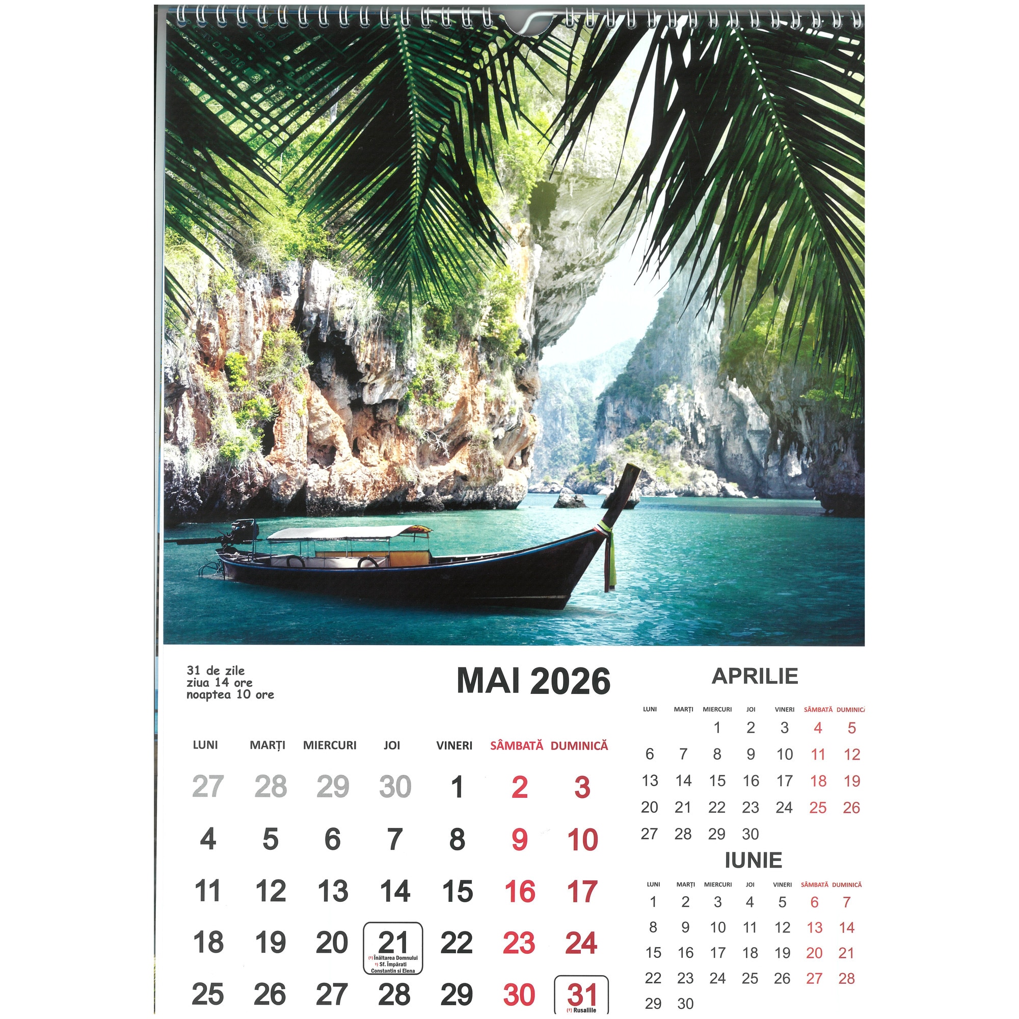 Calendar de perete cu peisaje anul 2026, format A3, 12 file, Global ...
