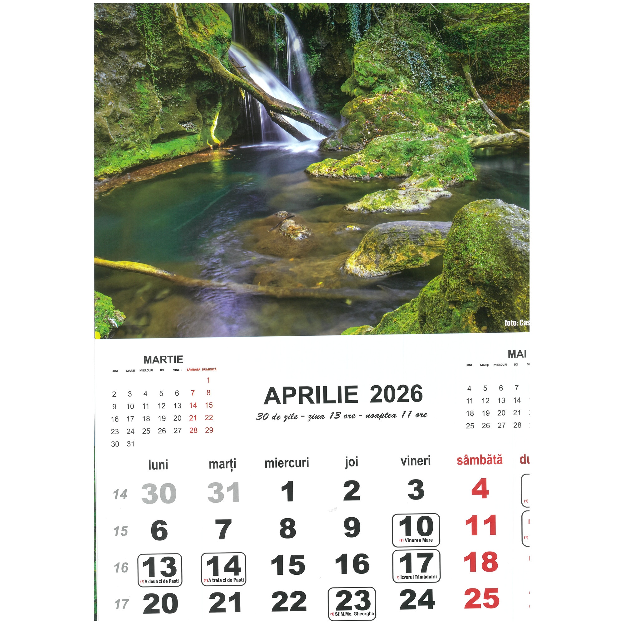 Calendar de perete cu peisaje din Romania anul 2026, format A3, 12 file ...