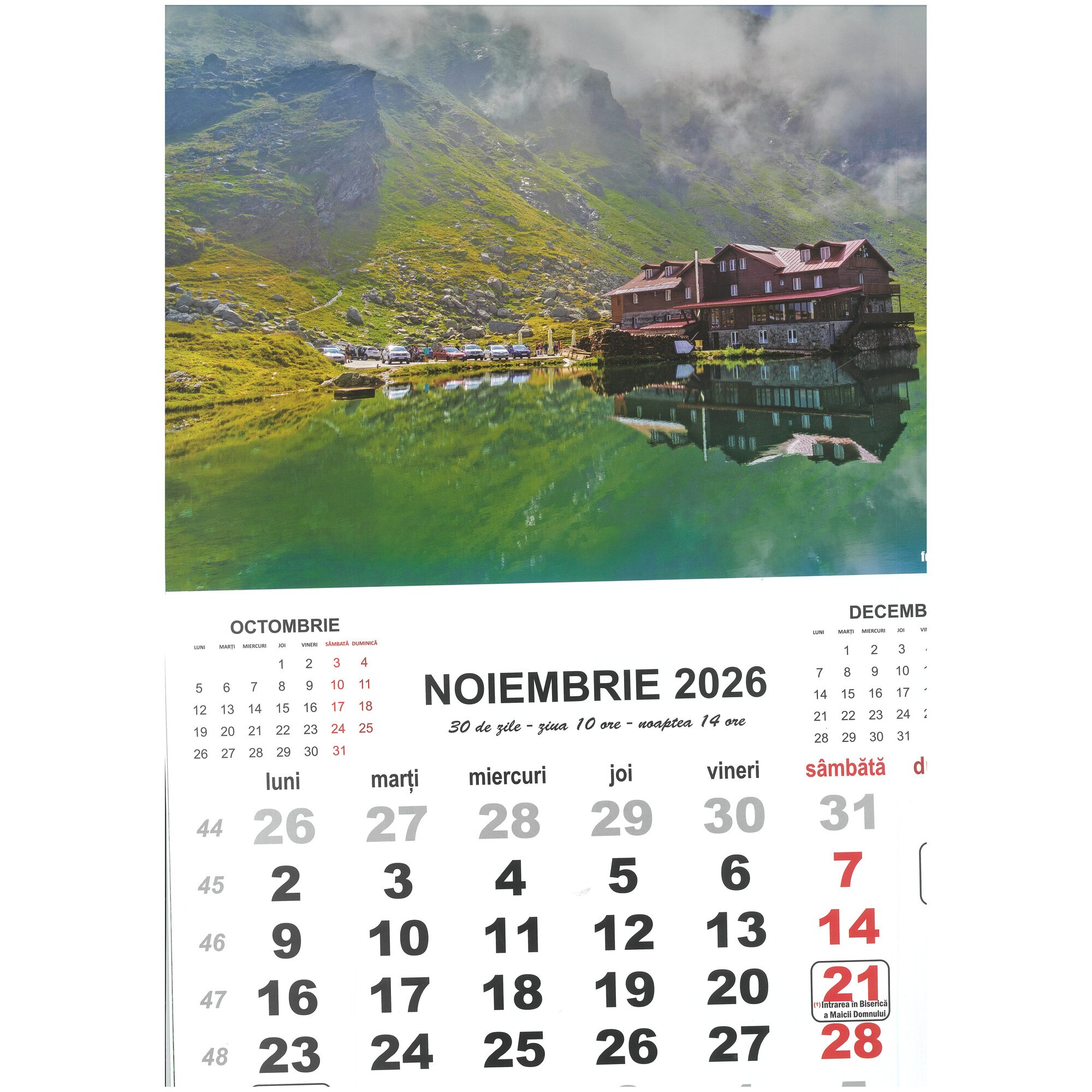Calendar de perete cu peisaje din Romania anul 2026, format A3, 12 file ...