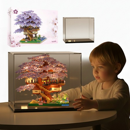Set de constructie cu copac inflorit de cires,2229 de bucati, Cu Cutie ...