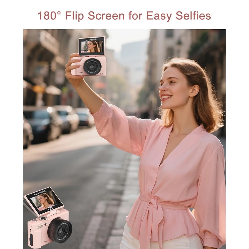 Aparat foto Digital, Garsonal®, 5K, 75 MP, Wi-Fi, Card 32GB Inclus ...