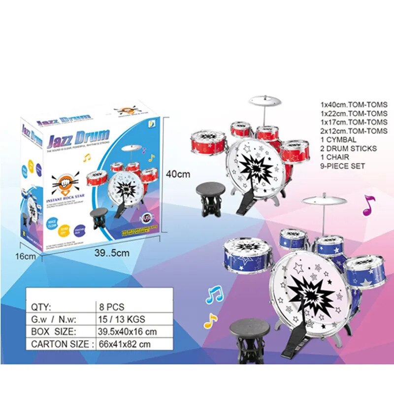 Set tobe pentru copii, set muzical, cinel, bețe, scaun - eMAG.ro