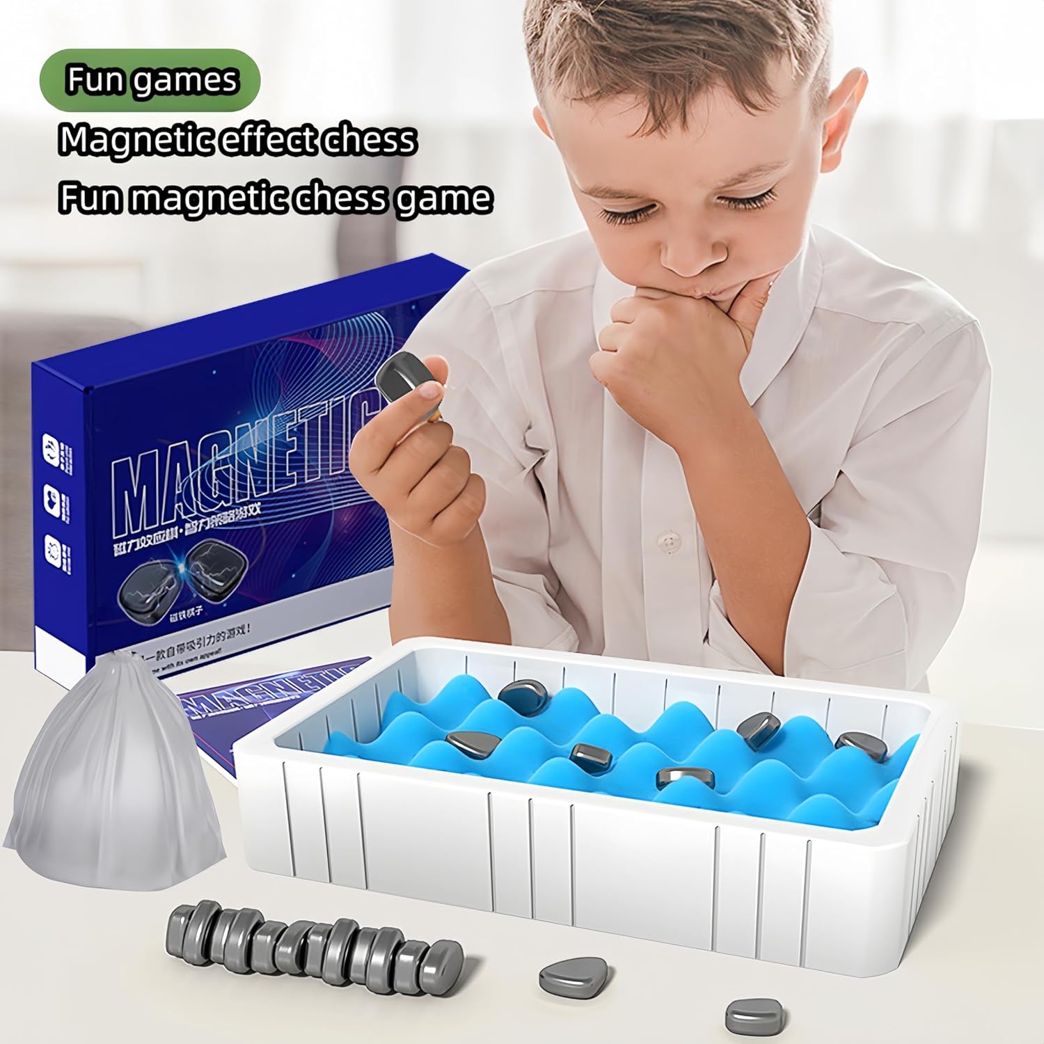 Set joc de sah magnetic, 20 piese, sac de depozitare, instructiuni ...