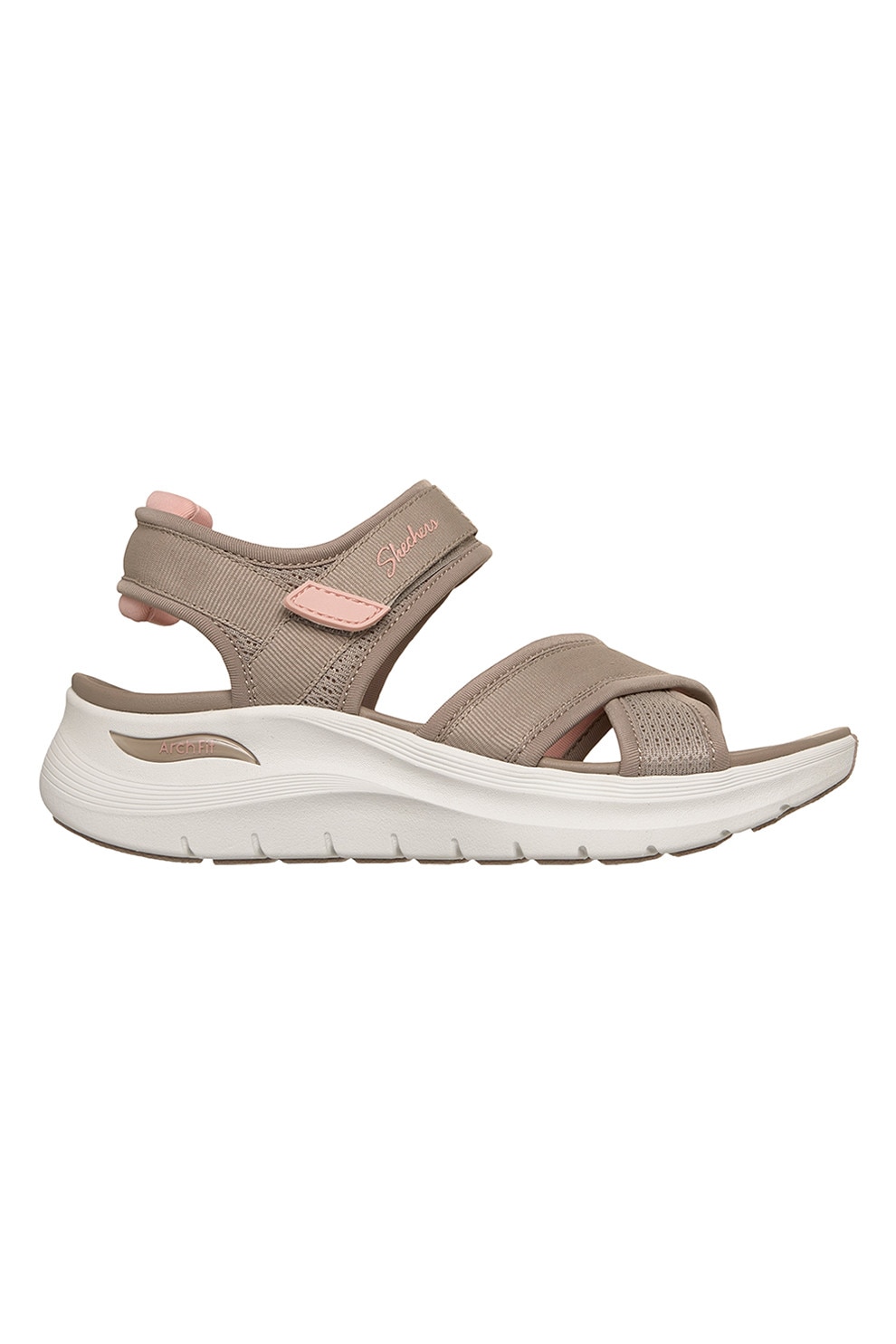 Skechers, Sandale cu banda velcro Arch Fit 2.0, Maro taupe deschis, 41 ...