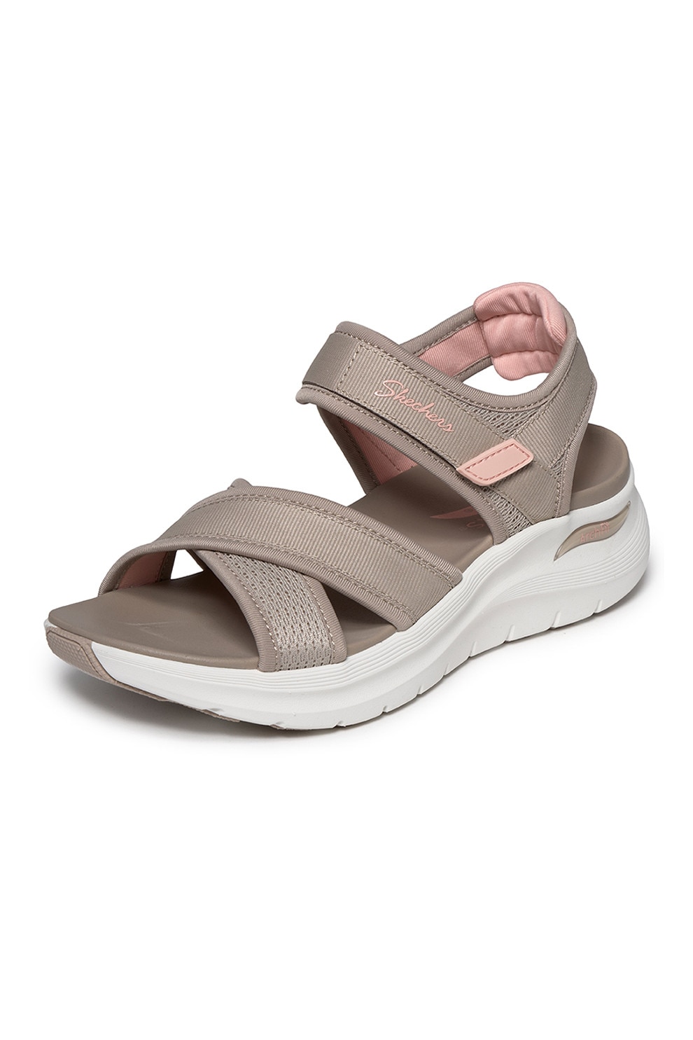 Skechers, Sandale cu banda velcro Arch Fit 2.0, Maro taupe deschis, 41 ...