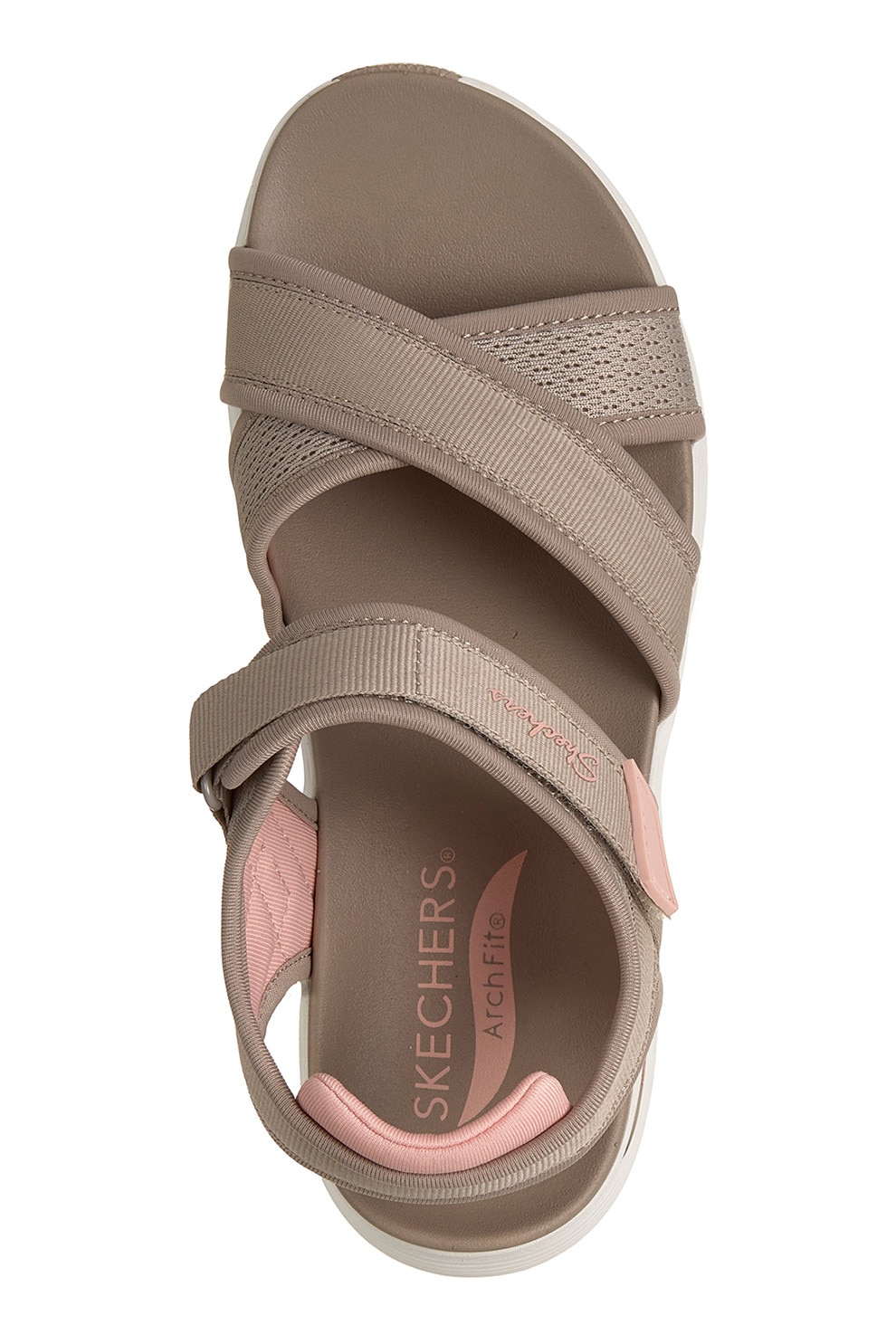 Skechers, Sandale cu banda velcro Arch Fit 2.0, Maro taupe deschis, 41 ...