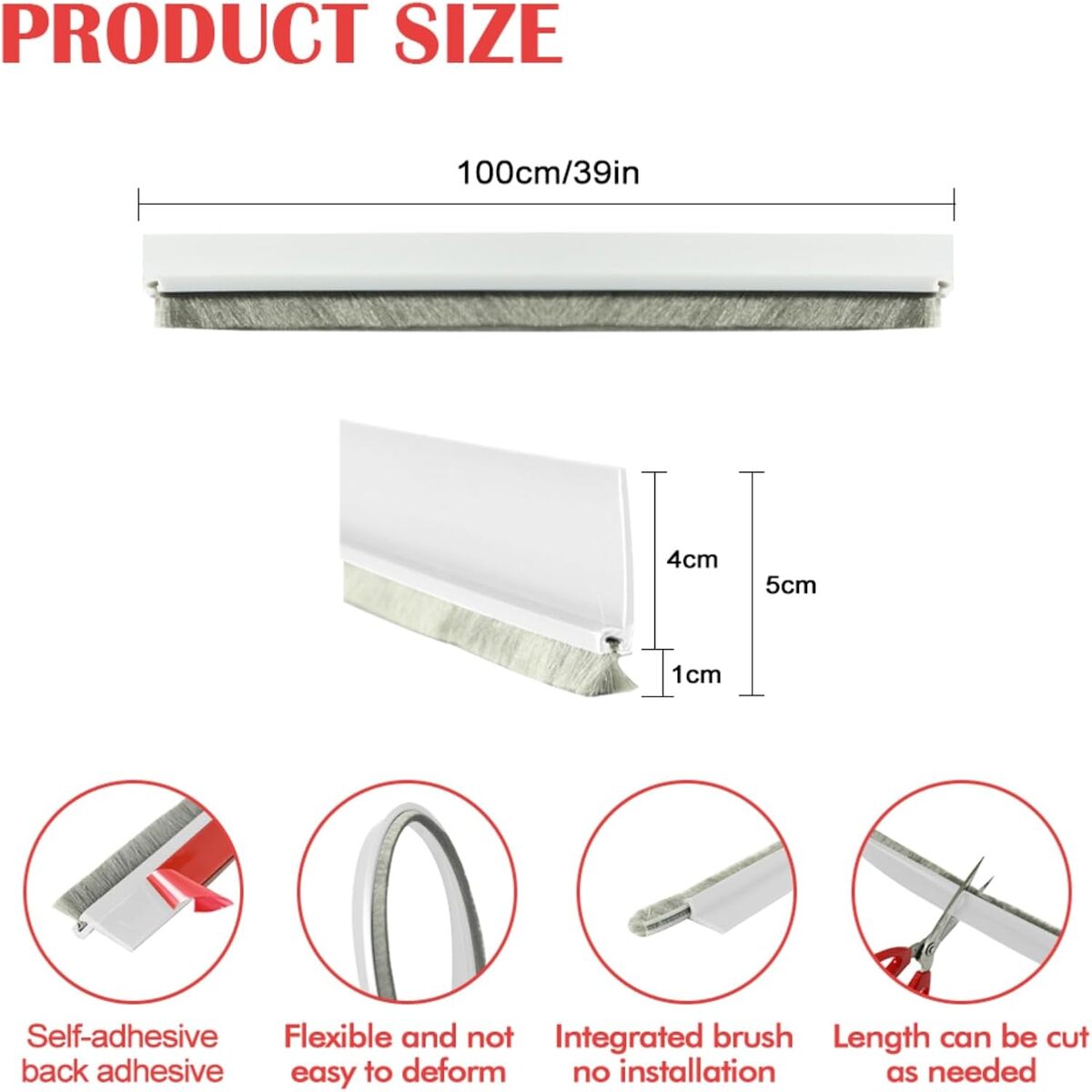 Omelivon®-Banda de etansare alba pentru usi, 100 cm, pentru etansare ...