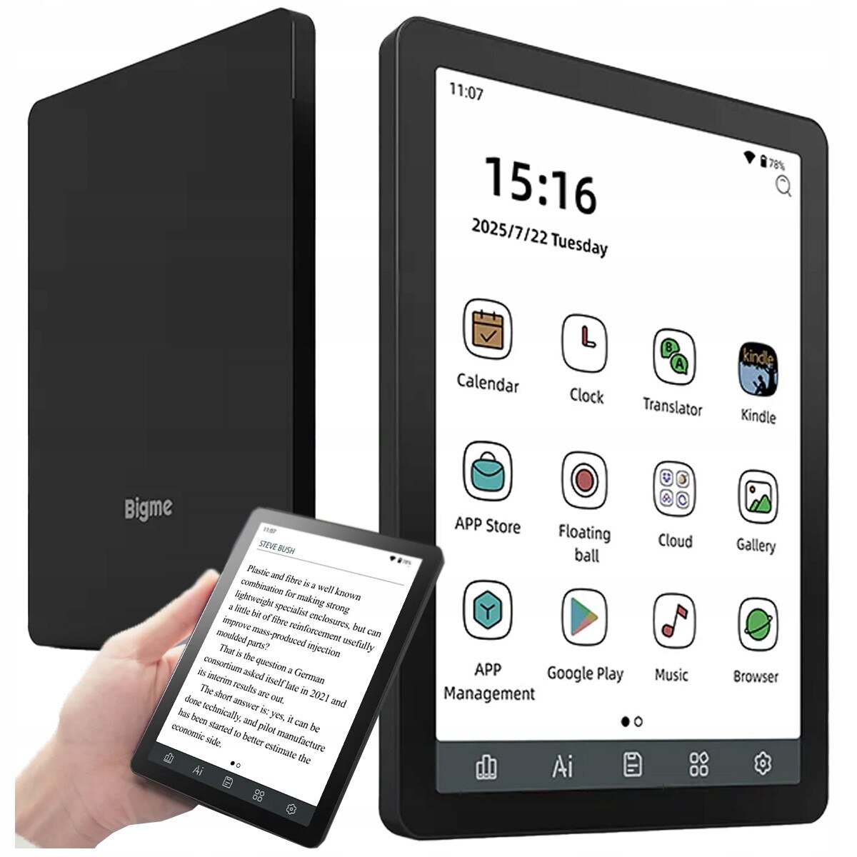 Cititor eBook Bigme B6, 4/64 GB, 6", E-ink colorat, iluminat, cu etui ...