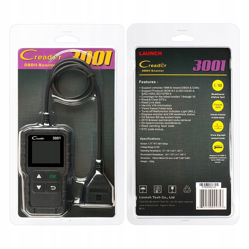 Скенер OBD2 Launch Creader 3001, четене и изтриване на кодове ...