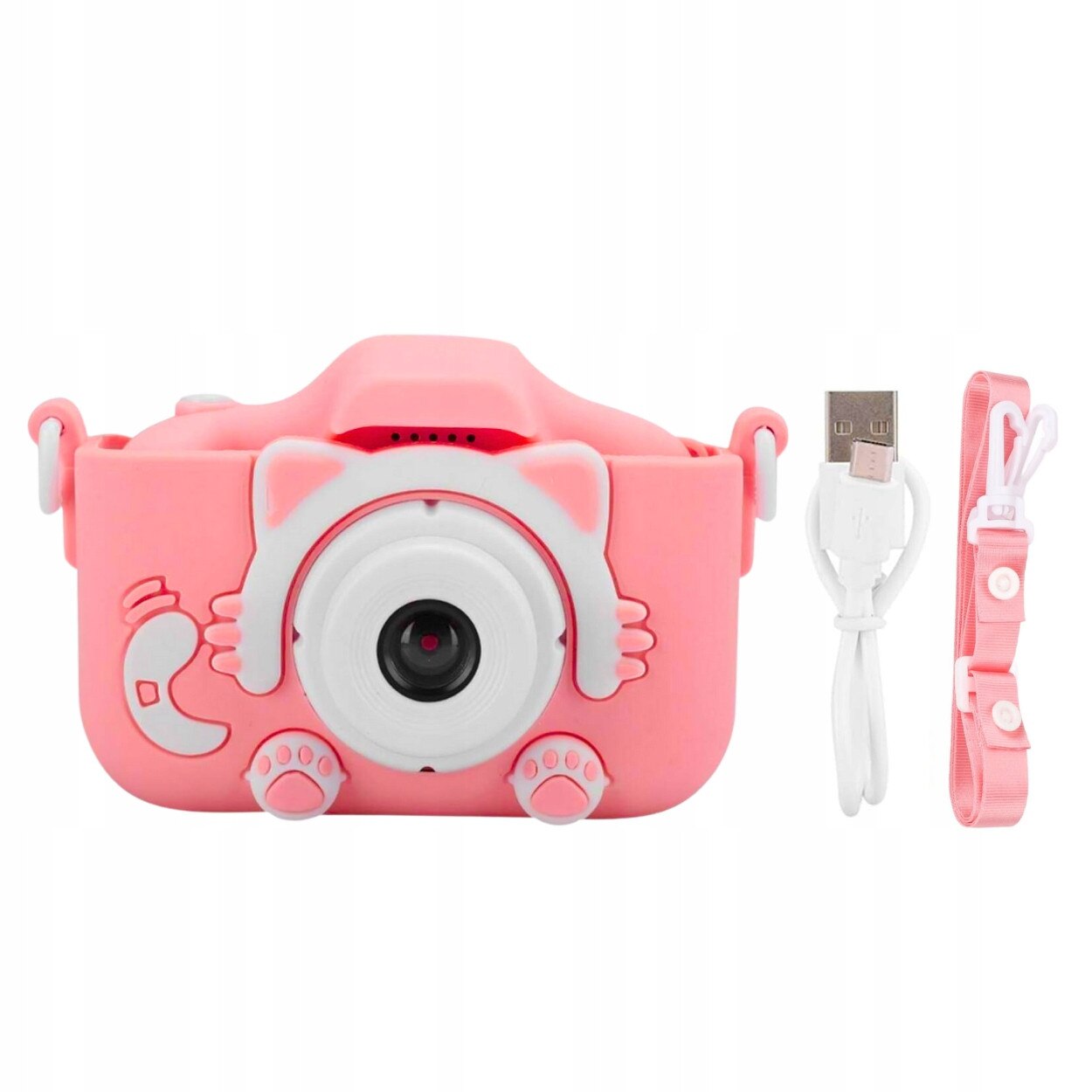 Aparat foto digital pentru copii, roz, 5MP, 2 inch, set cu card de ...