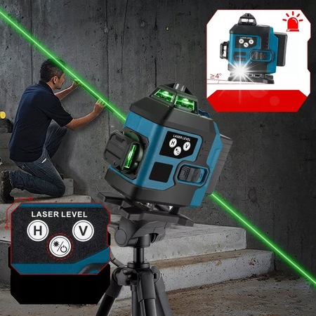 Nivela laser 4D 360, 16 linii, verde, 30m, cu telecomanda, set complet ...
