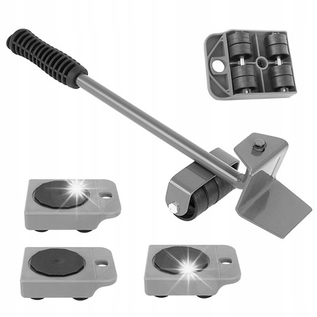 Set pentru transportul mobilei, 150kg, gri, 1 ridicator si 4 role - eMAG.ro