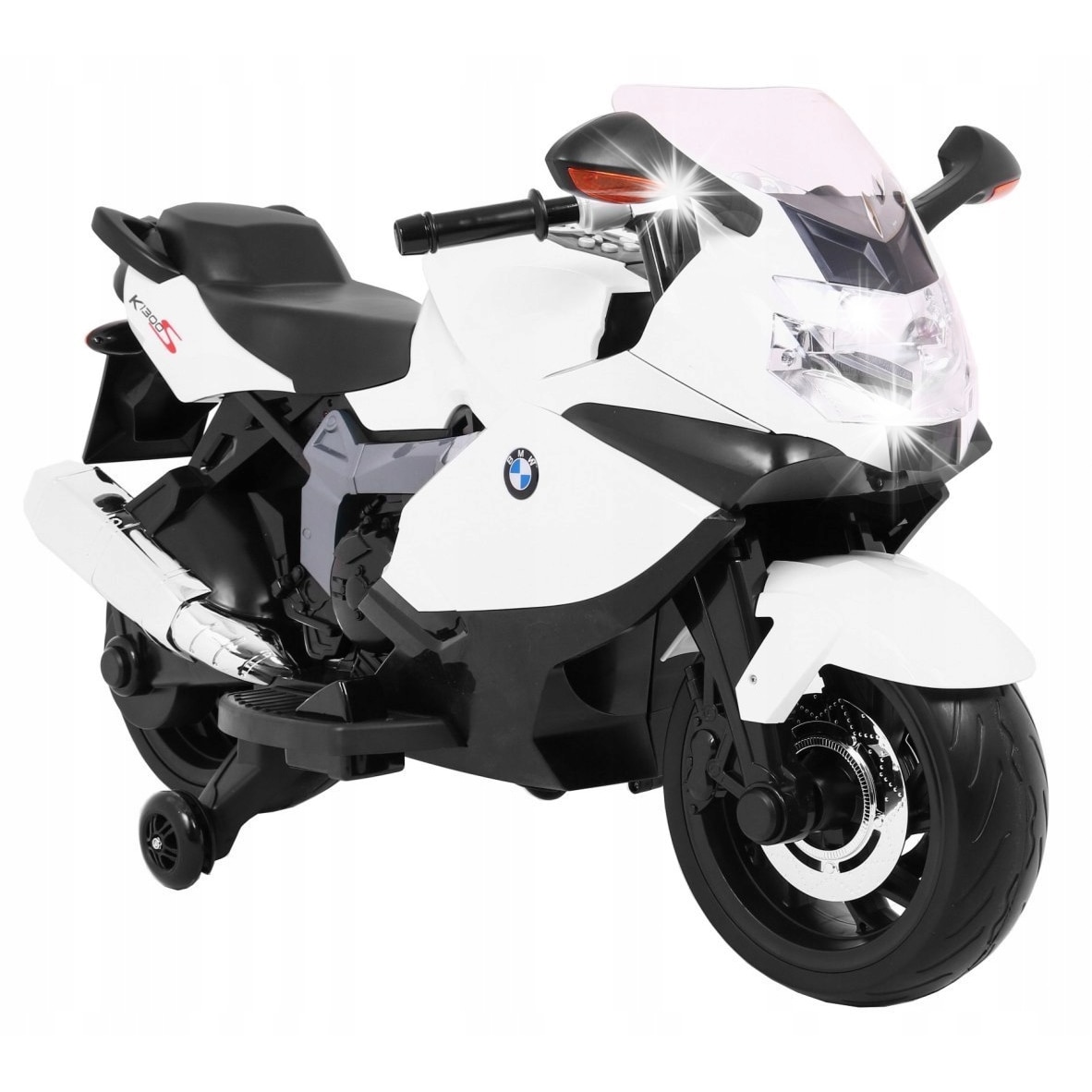 Motor electric pentru copii Ramiz BMW K1300S, alb, 3 viteze, roti EVA ...