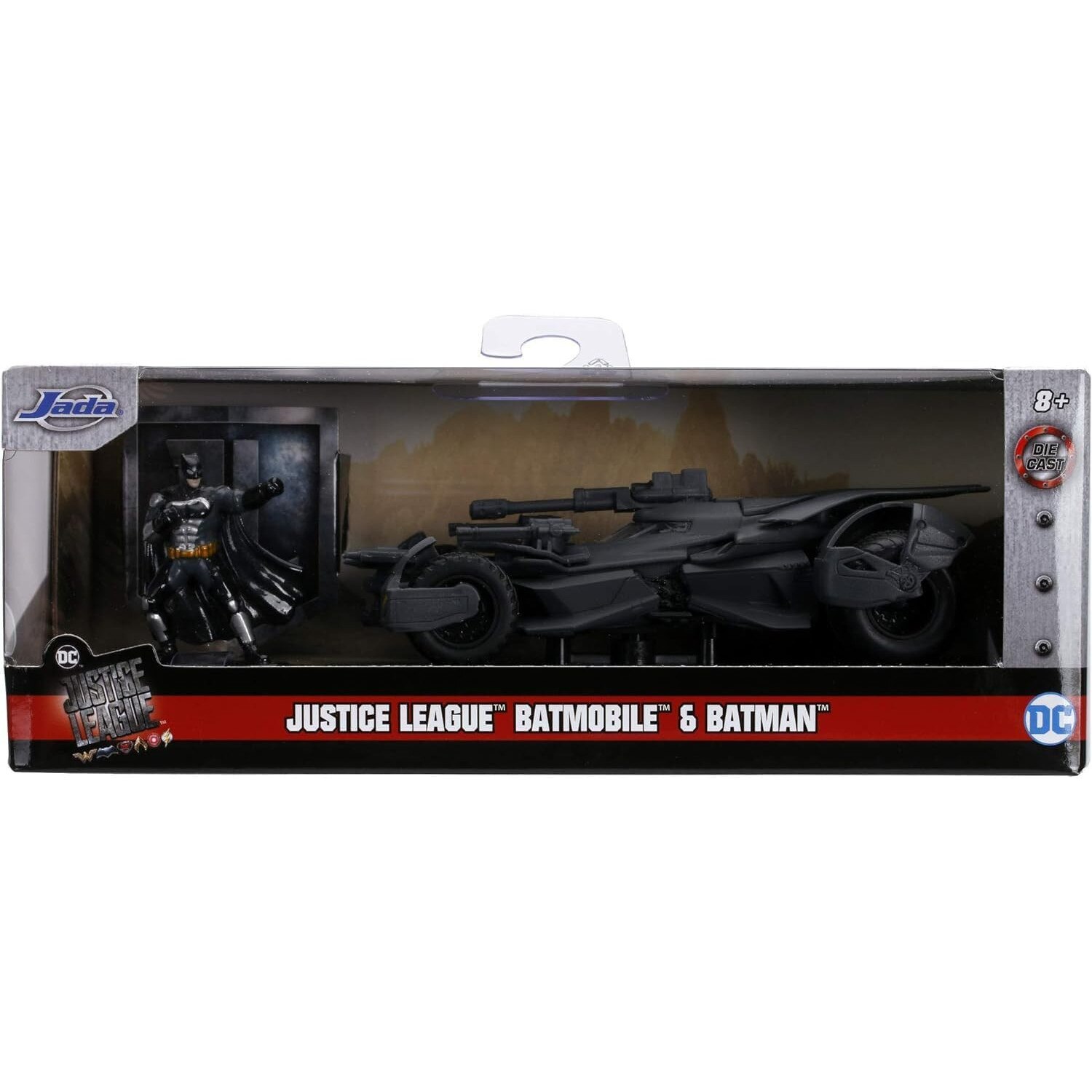 Set Batmobile cu figurina Batman, Jada Toys, 1:32, negru, 13x5x3,5cm ...