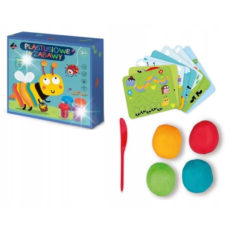 Set creativ pentru copii, Askato, 4 culori plastilina (4x55g), 8 ...