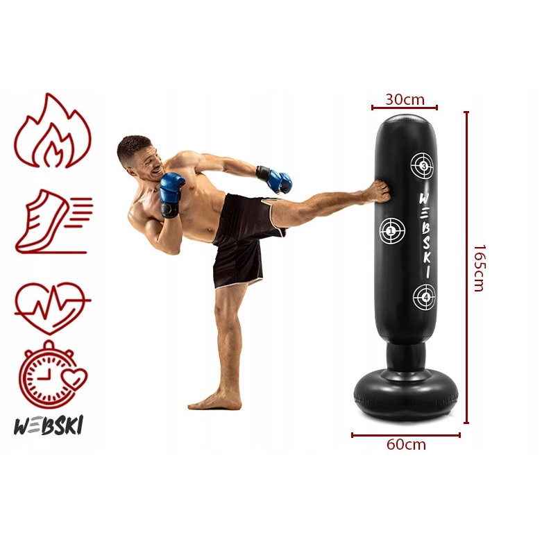 Sac de box gonflabil Webski Air Punch v2.0, 165x30cm, cu baza umpluta ...
