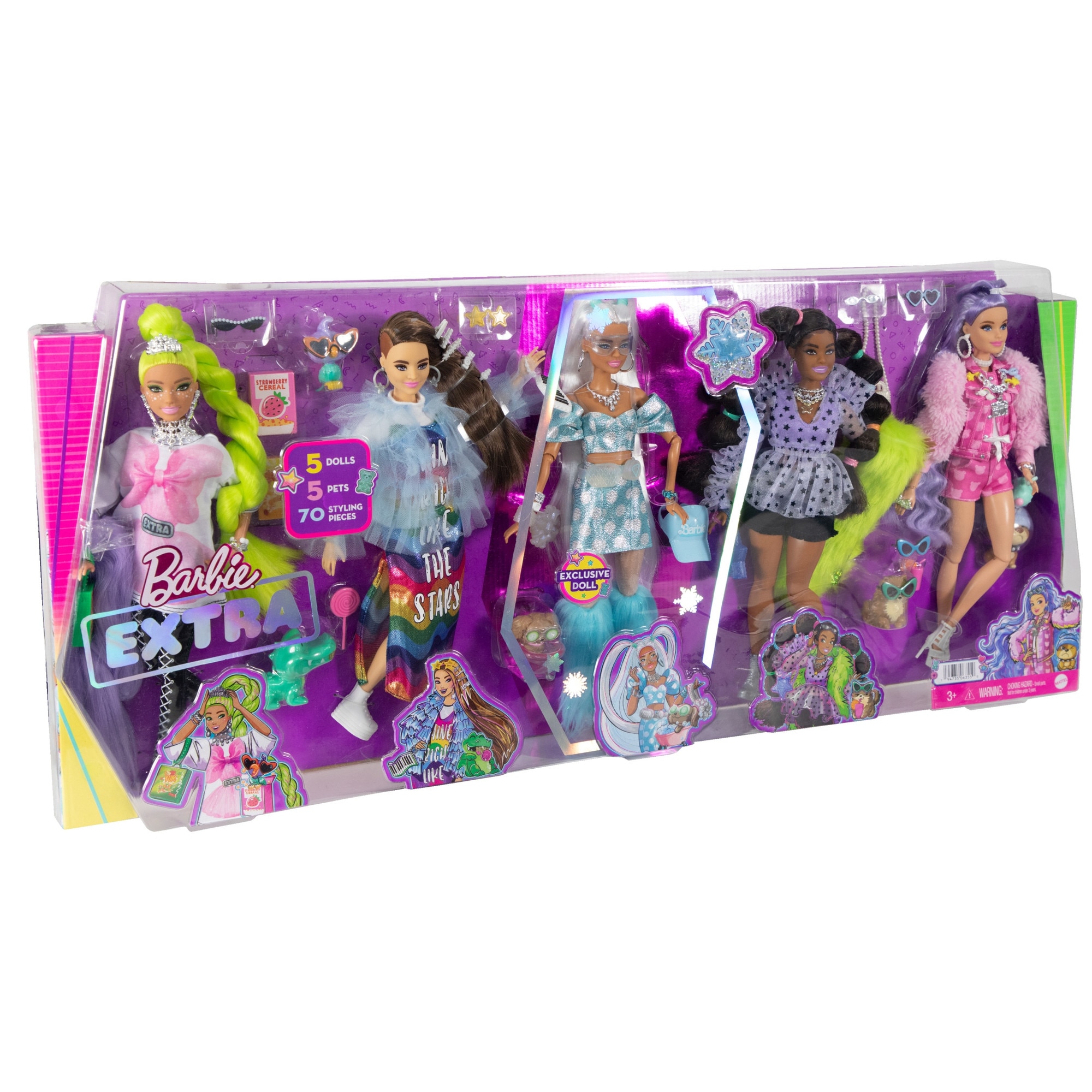 Barbie Extra Set 5 Papusi cu Accesorii si Animalute - HHC58 - eMAG.ro