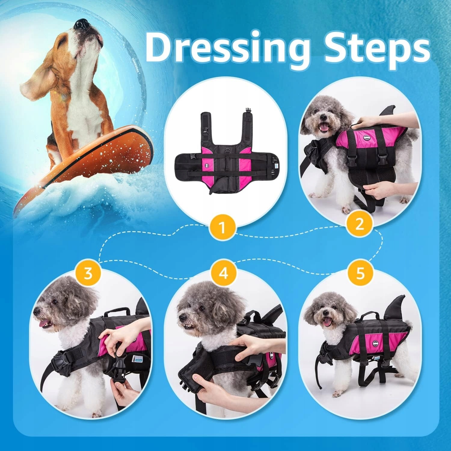 Спасителна жилетка Nobleza за кучета, XL, розова - eMAG.bg