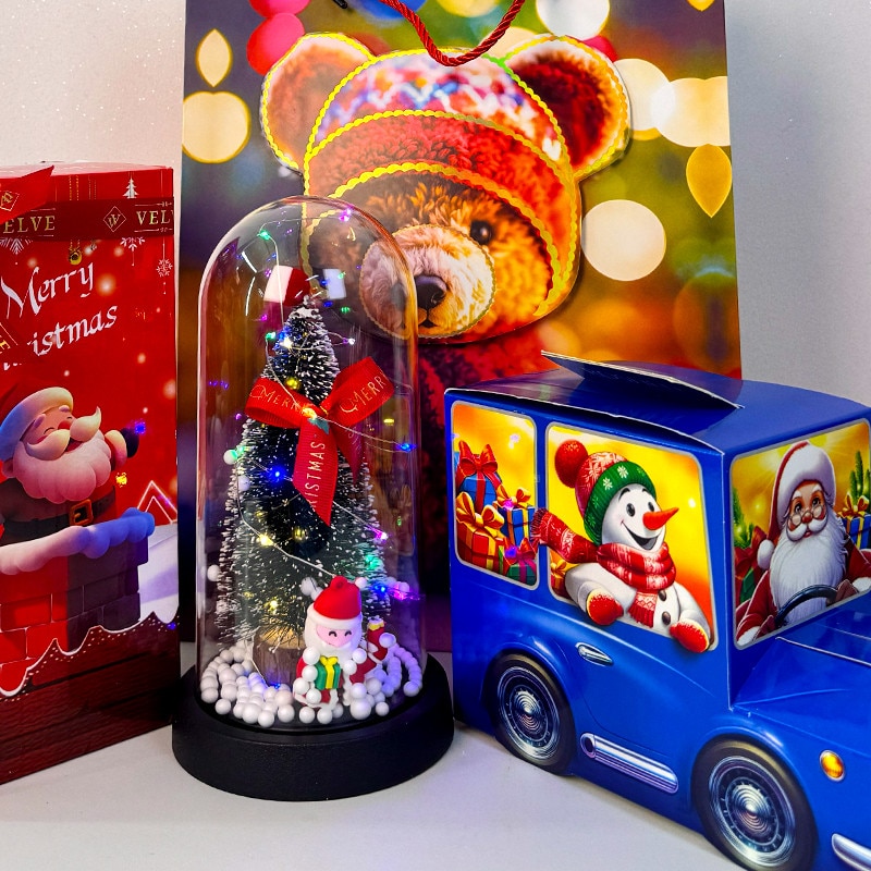 Pachet Secret Santa pentru copii, cu ornament decorativ cu lumini LED ...