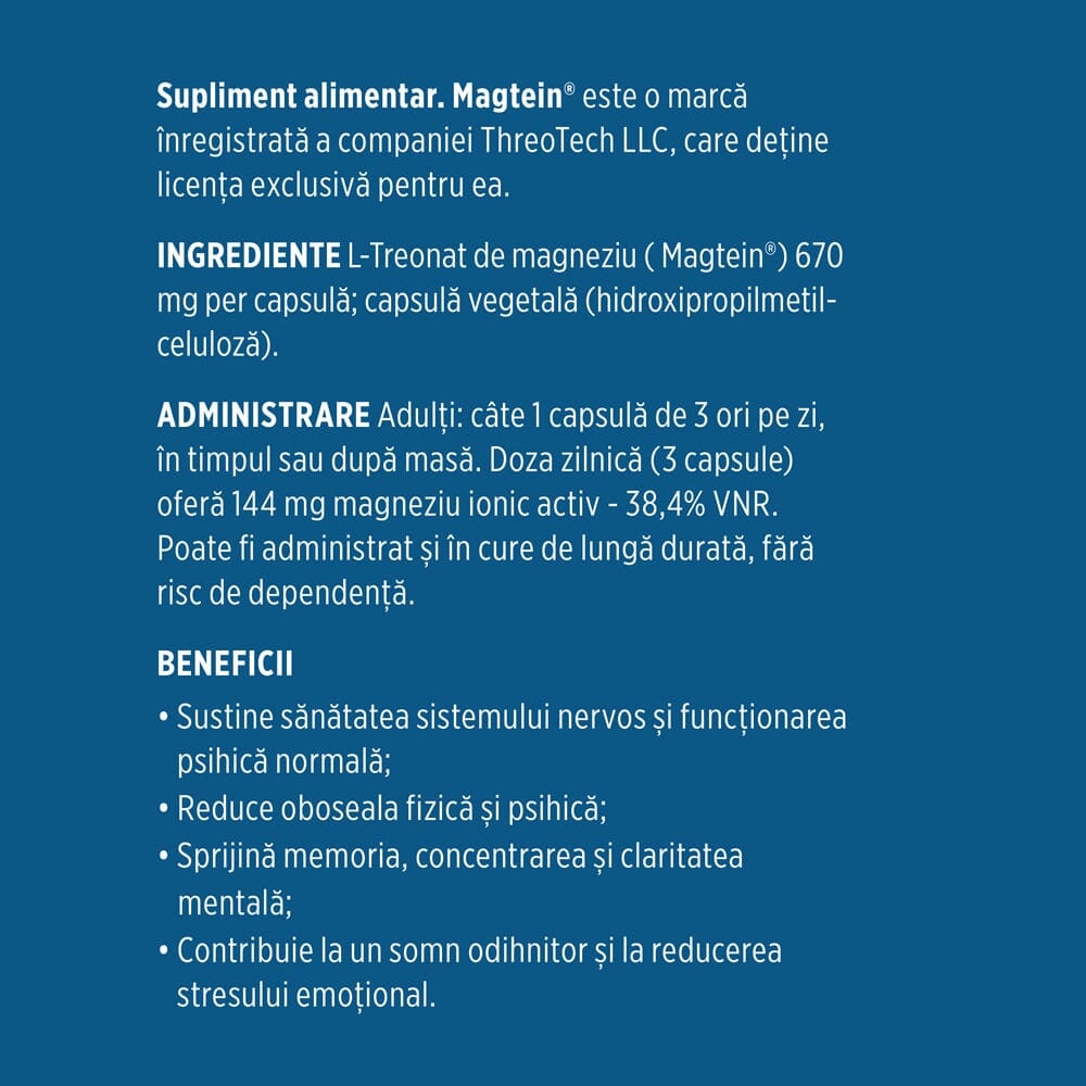 ‍Magneziu L-Treonat Magtein® – Formula complexa de magneziu antistres ...