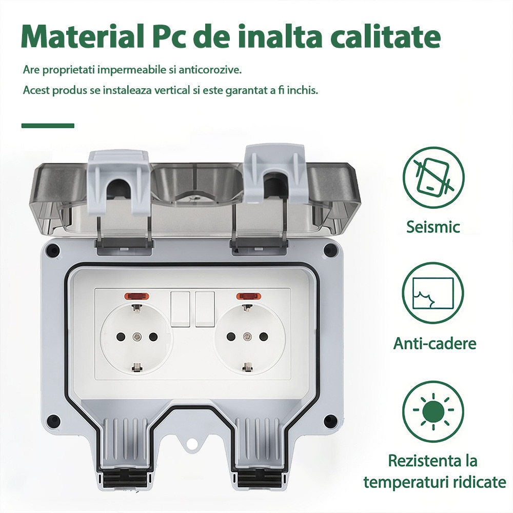 Priza impermeabila exterior, DONFANLIA®, Model Standard European, 250V ...