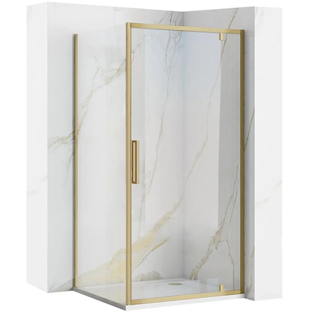 Cabina de dus de colt Rea, Rapid Swing 100X100cm, auriu periat ...
