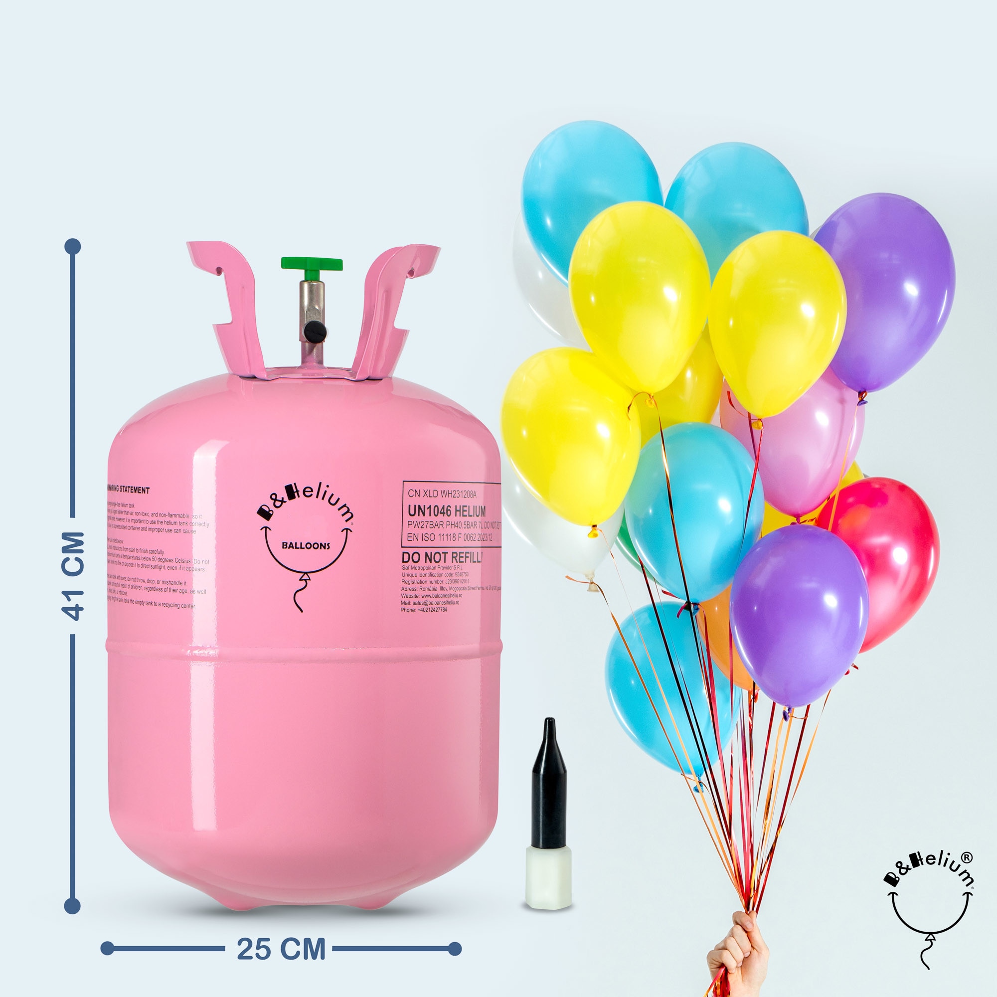 Butelie cu heliu de unica folosinta pentru 100 baloane B&HELIUM - eMAG.ro