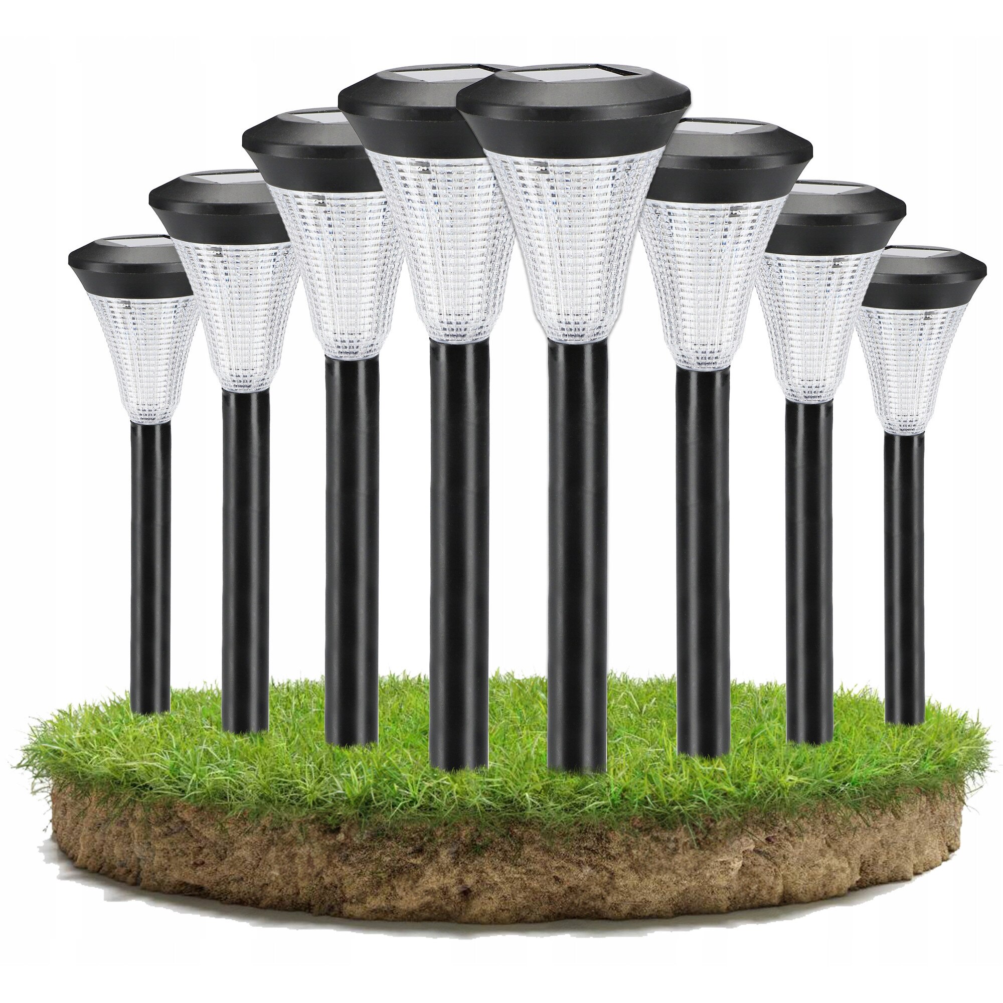 Lampa Solara LED Neagra pentru Gradina, 8 buc, Lumina Rece - eMAG.ro