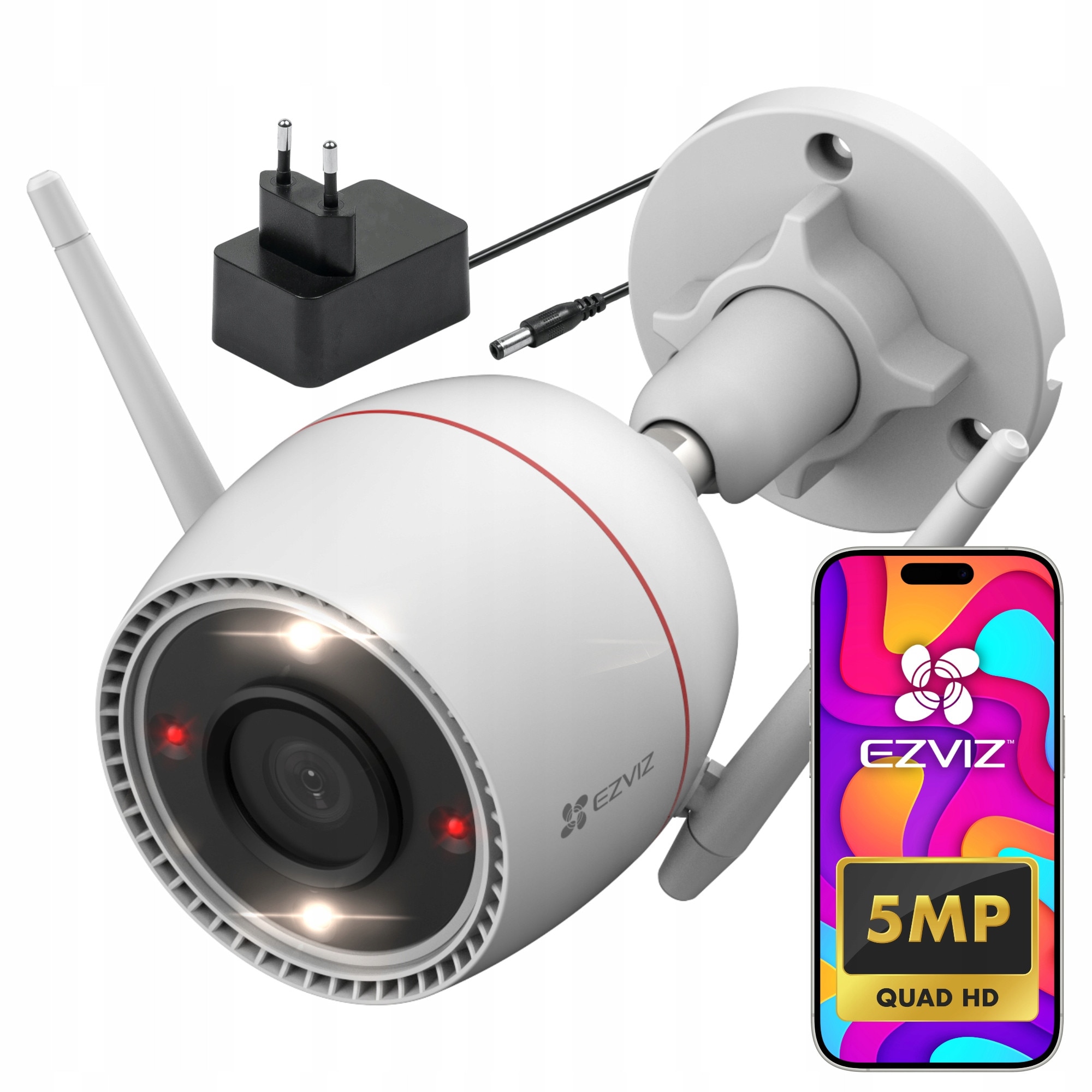 Cameră de supraveghere exterior EZVIZ H3c, 5MP, vedere nocturnă color ...