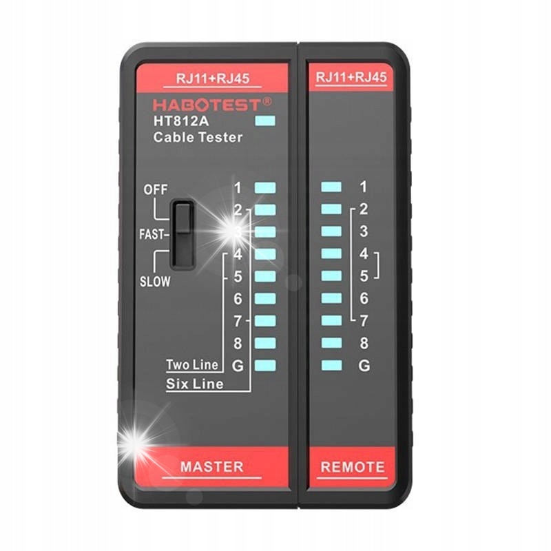 Tester de cabluri RJ11/RJ45 Habotest HT812A, compact, alimentare cu 2 ...