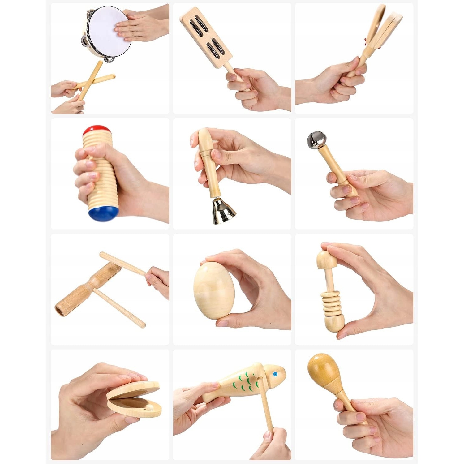 Set instrumente muzicale pentru copii, 29 elemente, din lemn, colorat ...