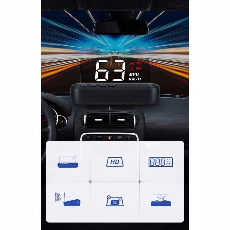 Afisaj HUD OBD2 C100, ecran pliabil, iluminare automata - eMAG.ro