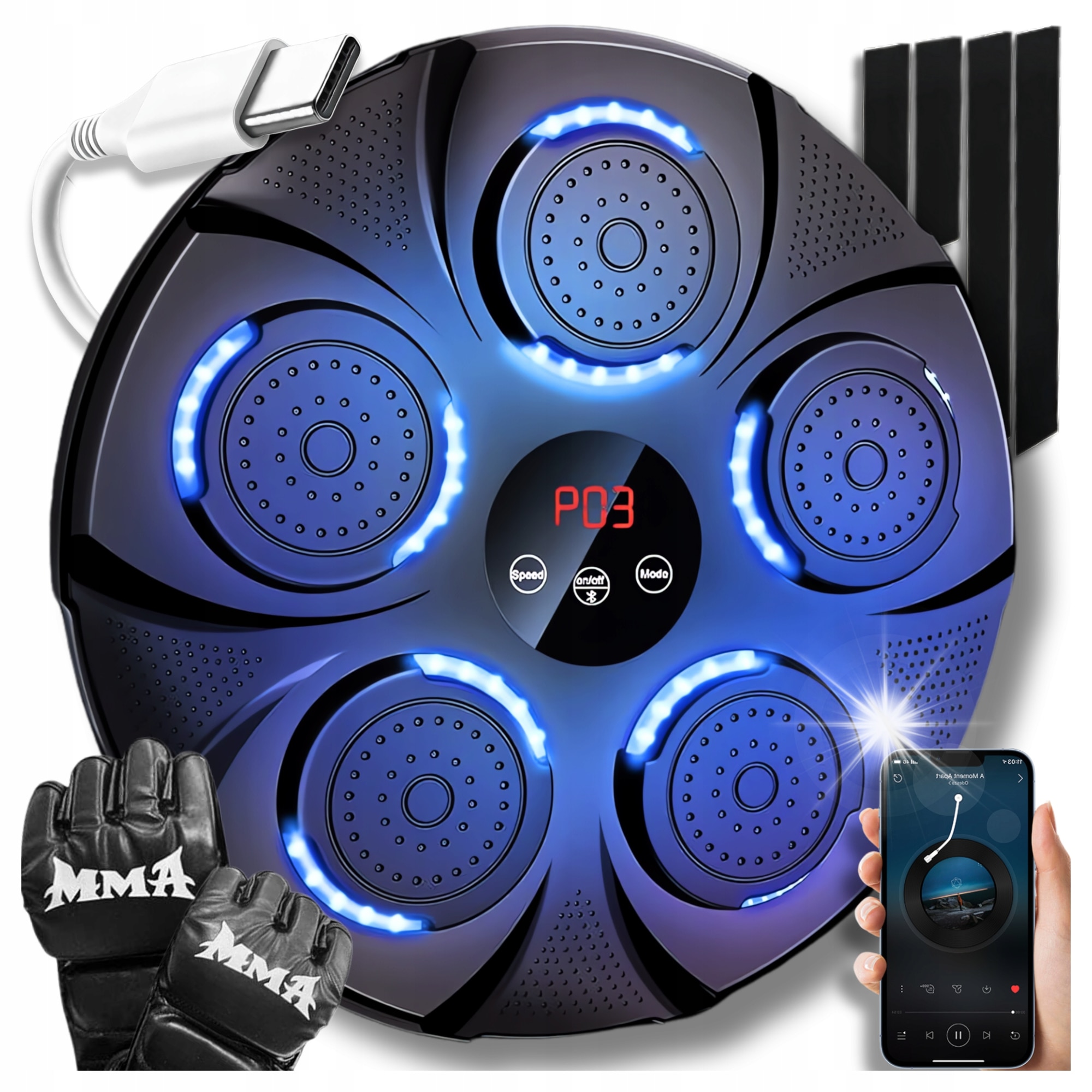 Aparat box interactiv cu Bluetooth, set cu manusi, 9 niveluri de ...