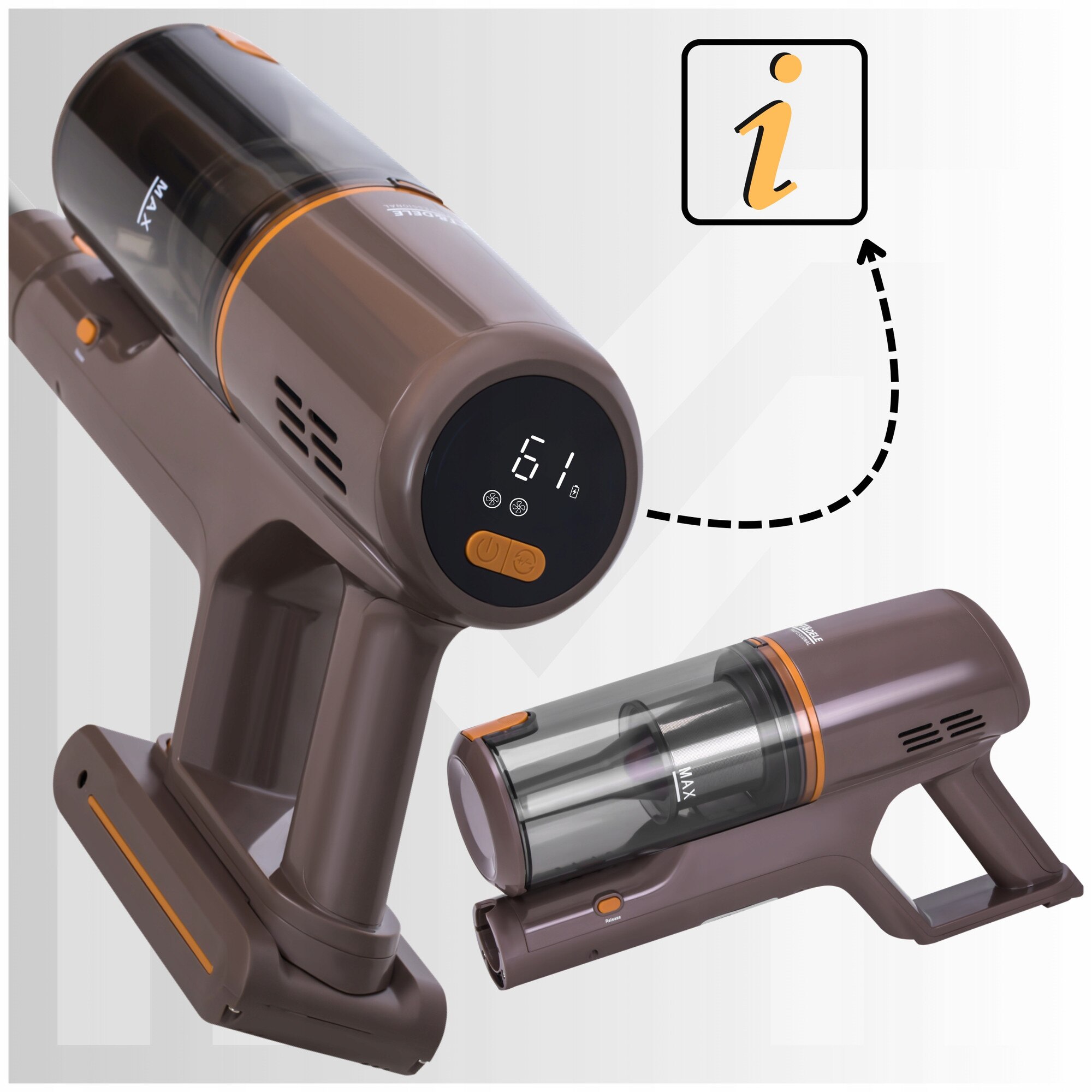 Aspirator vertical fara fir cu perie electrica, 25.2V, LED, fara sac ...