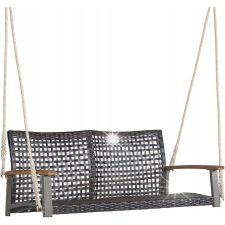 Leagan de gradina din rattan PE, 360kg, 120x53cm, cu suport din otel si ...