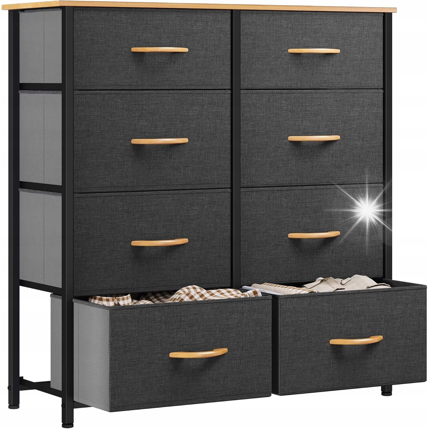 Comoda cu 8 sertare, design modern, structura metalica, gri inchis ...