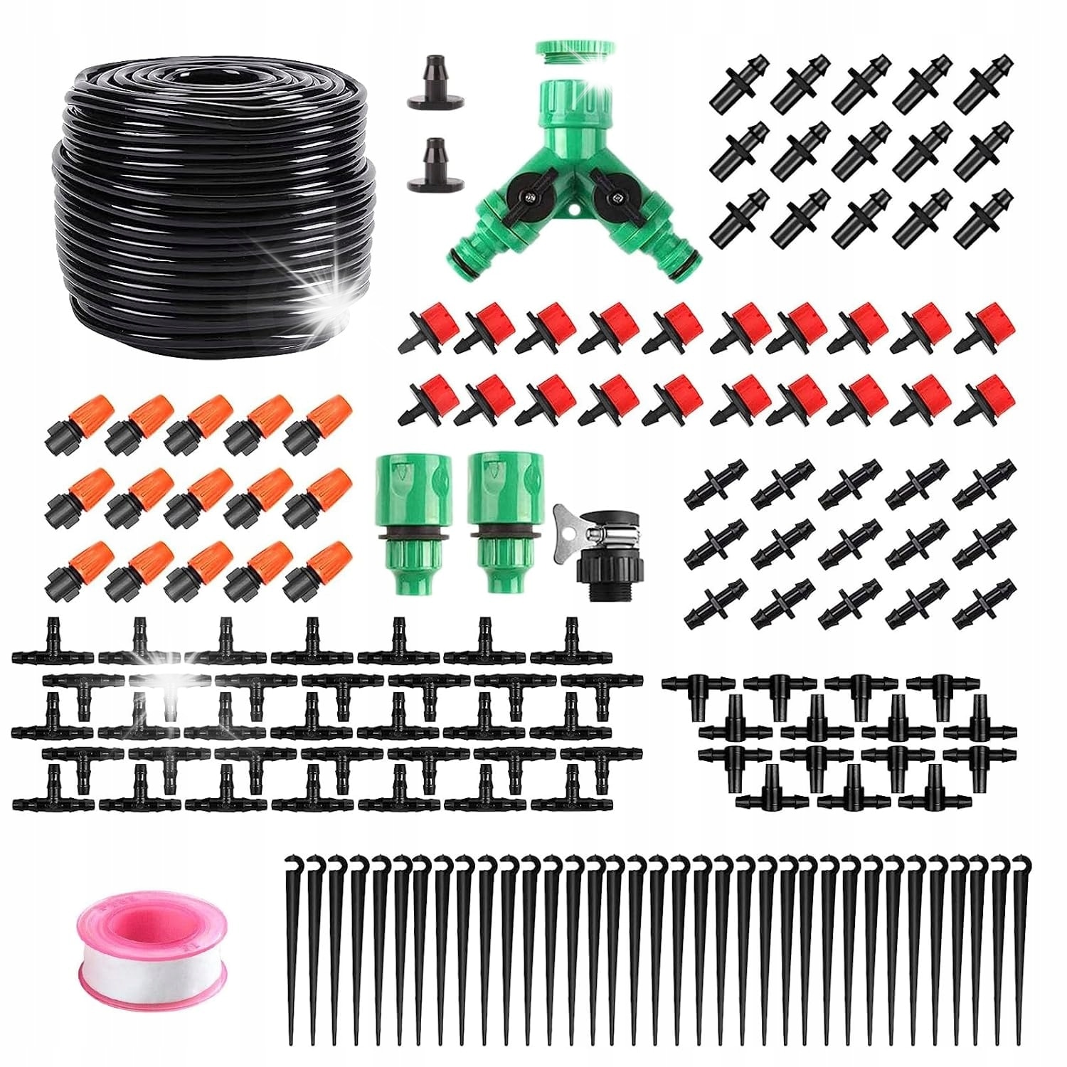 Set sistem de irigare prin picurare, 40m, PVC, economisire apa ...