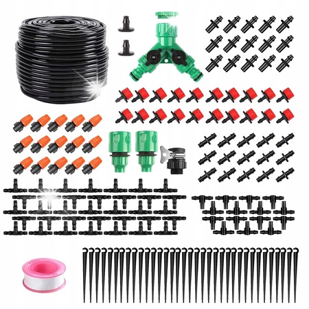 Set sistem de irigare prin picurare, 40m, PVC, economisire apa ...