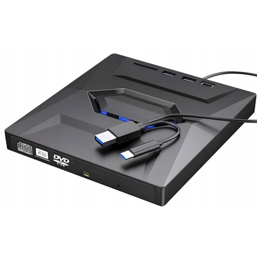 Unitate externa CD/DVD 5w1 DexXer, USB 3.0, cititor carduri SD/TF, port ...